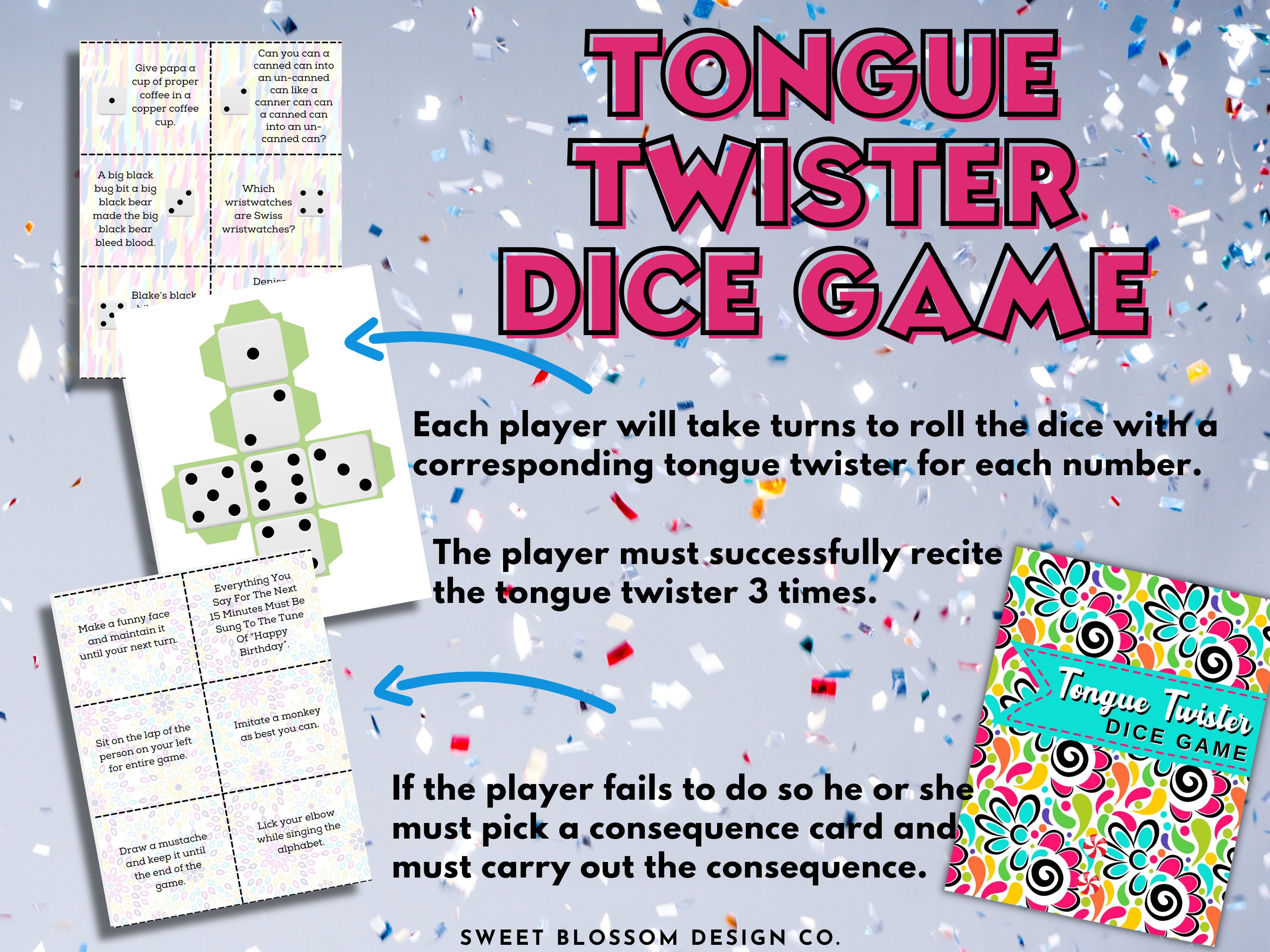 Tongue Twisters for Kids, Tongue Twisters Printable Dice Game ...