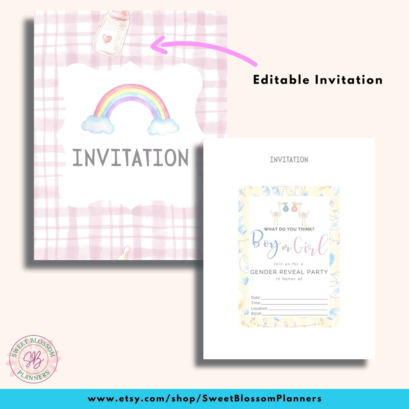Gender Reveal Party Pack Gender Reveal Invitation Gender - Etsy
