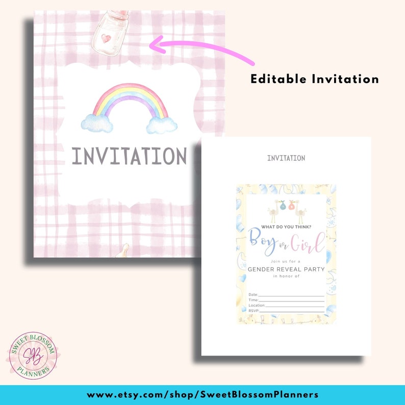 Gender Reveal Party Pack Gender Reveal Invitation Gender - Etsy