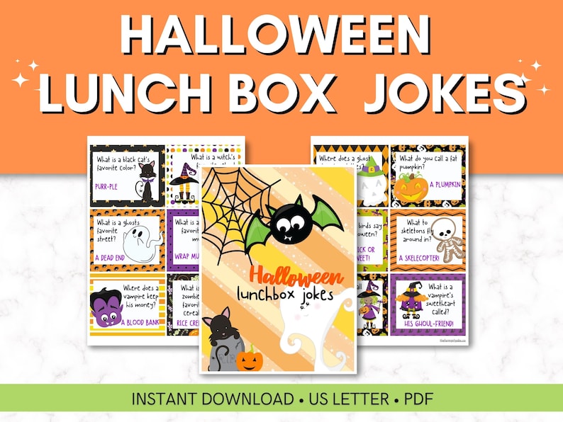 Halloween Lunchbox Jokes Kid Lunch Notes Joke Lunch Box - Etsy