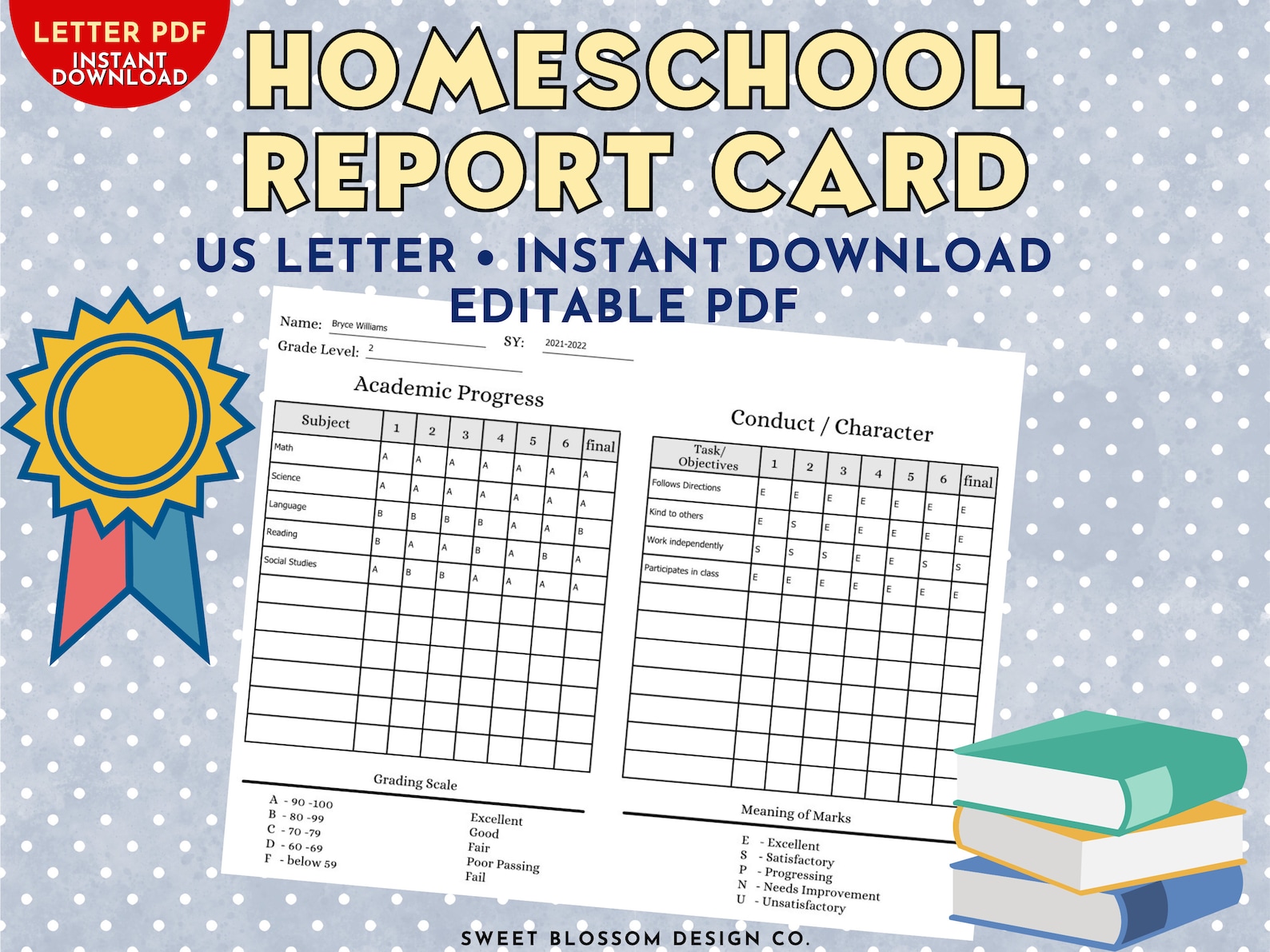 Homeschool Awards Bundle Editable Report Card Editable - Etsy