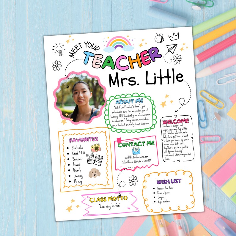 Editable Meet the Teacher Pastel Template, Rainbow Meet Your Teacher ...