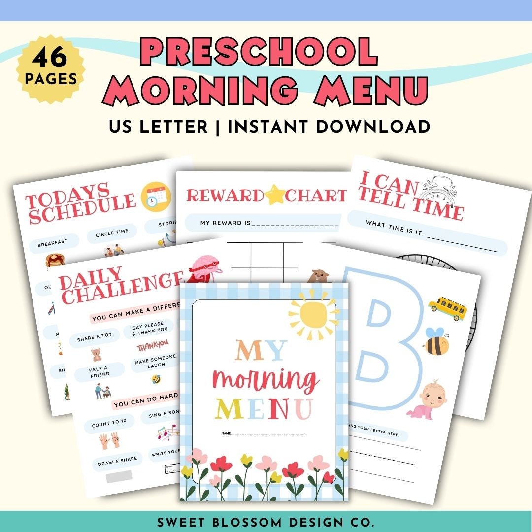 Preschool Morning Menu Printable, Homeschool Preschool, Preschool ...