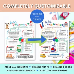 Weekly Classroom Newsletter Template, Monthly Newsletter, School ...