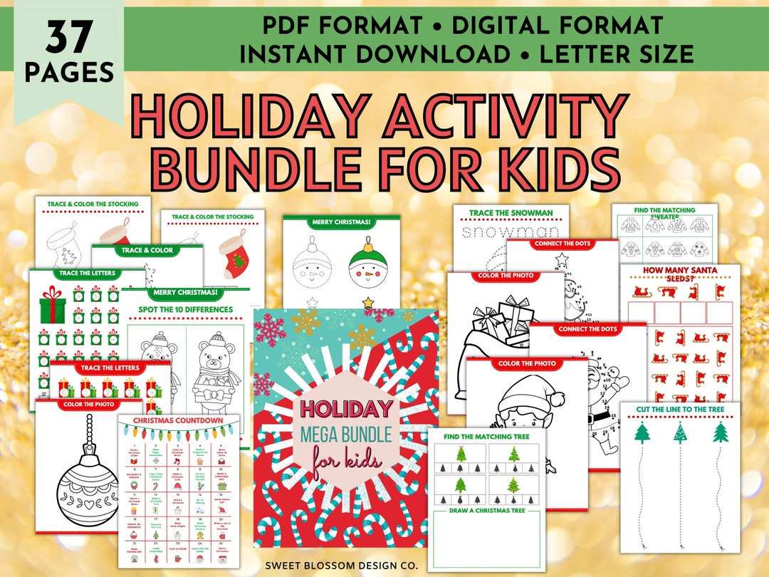 Holiday Activity Bundle for Kids, Kids' Holiday Printables, Game for ...