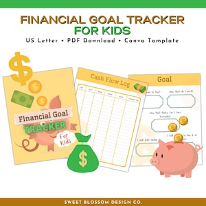 Savings Tracker for Kids, Editable Kids Financial Planner, Financial ...