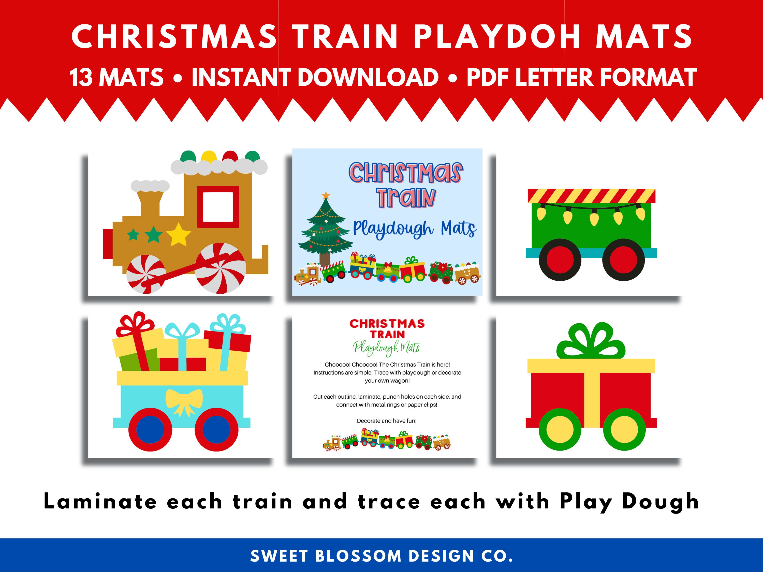 Christmas Train Printable Play Dough Mats, Christmas Activity, Play Doh ...