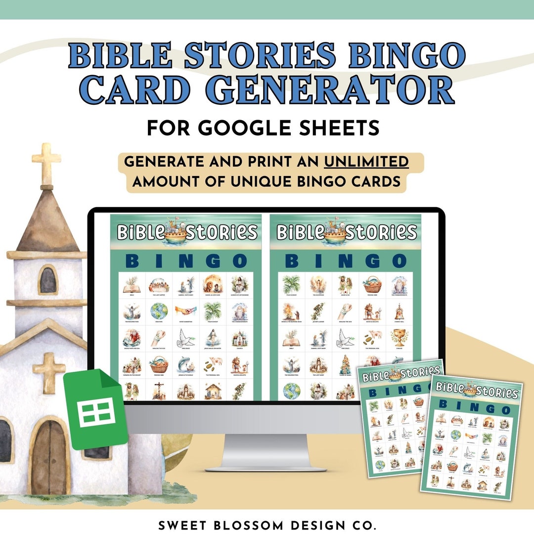 Bible Stories Bingo Card Generator for Google Sheets, Bible Bingo Cards ...