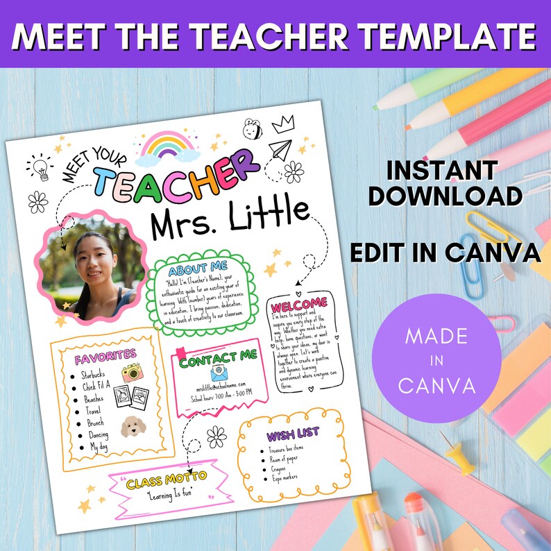 Editable Meet the Teacher Pastel Template, Rainbow Meet Your Teacher ...