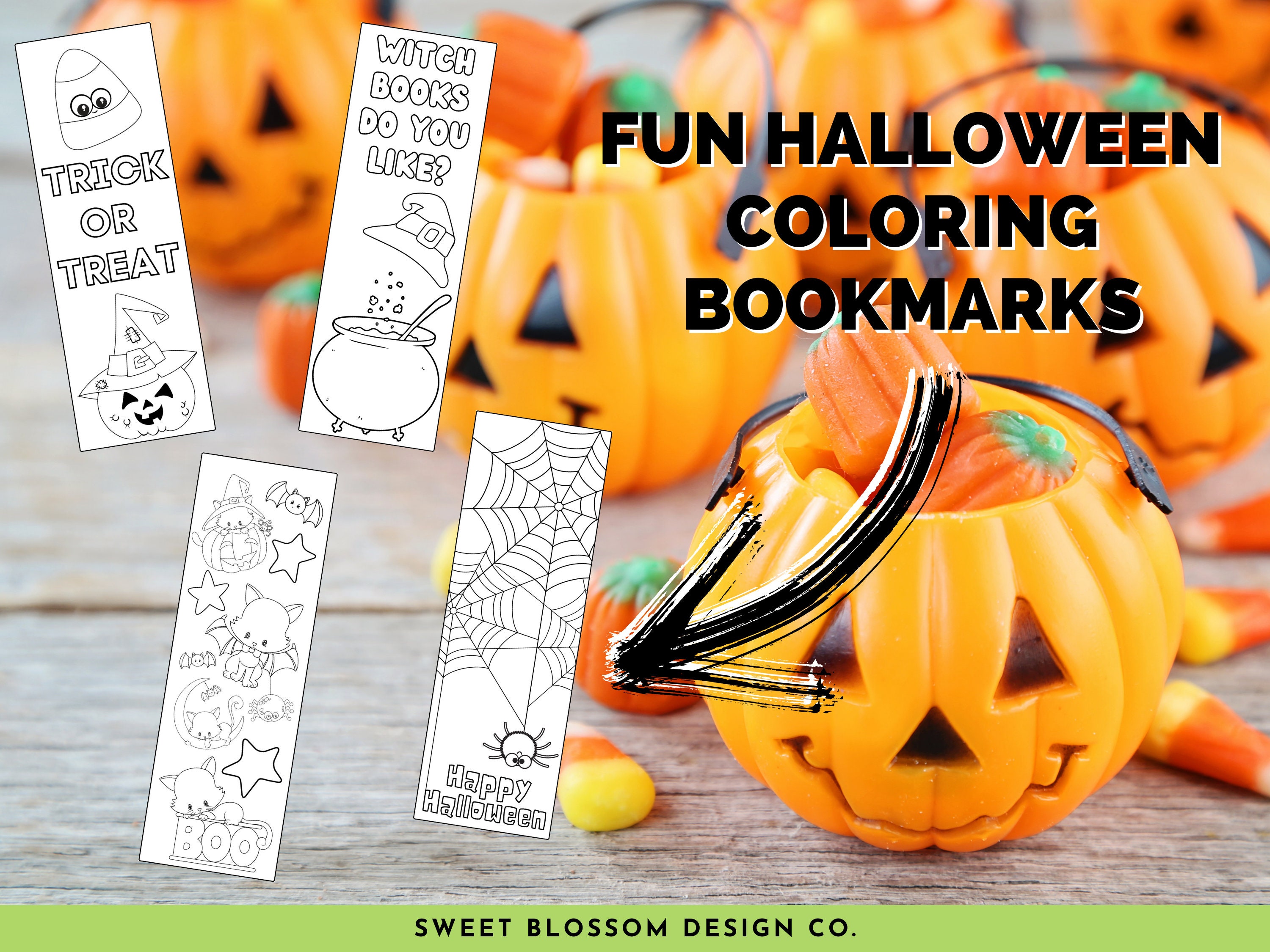 Cute Halloween Printable Bookmarks, Halloween Coloring Bookmarks ...