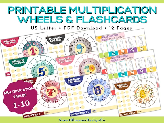 1-10 Times Table Wheels Multiplication Flashcards - Etsy
