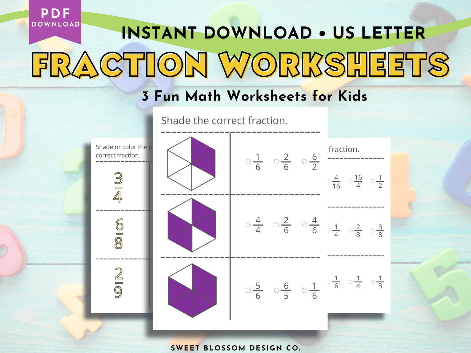 Printable Fractions Worksheets, Teacher Resources, Math Practice, Math ...