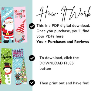 Christmas Printable Bookmarks, Christmas Coloring Bookmarks, Holiday ...