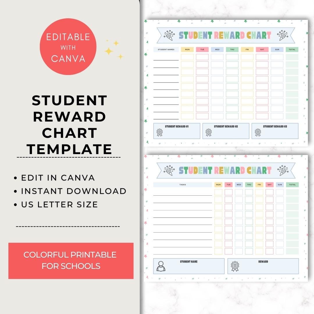 Reward Chart for Students, Reward Chart Classroom, Reward Chart for ...