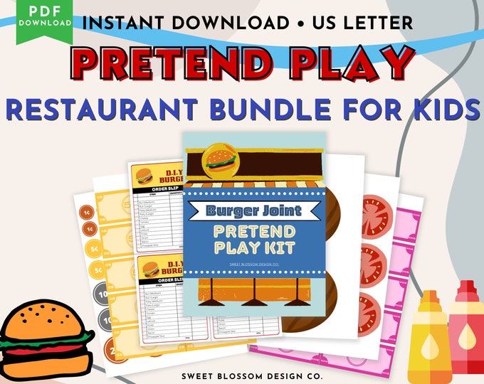 PRINTABLE Healthy Restaurant Menu Pretend Play Kit Kids Pretend Play ...