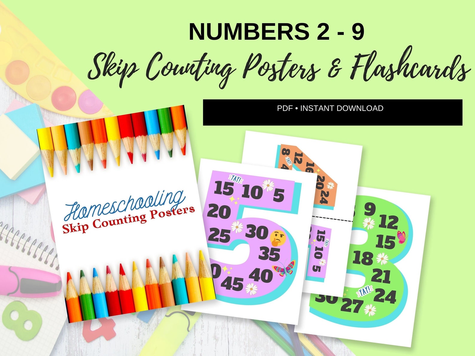 Printable Skip Counting Cards, Homeschool Math Activity, Math Flash ...