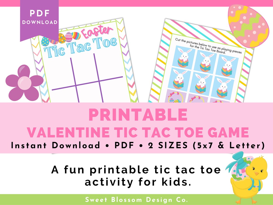 Printable Easter Tic Tac Toe Game, Printable Games for Kids, Easter ...