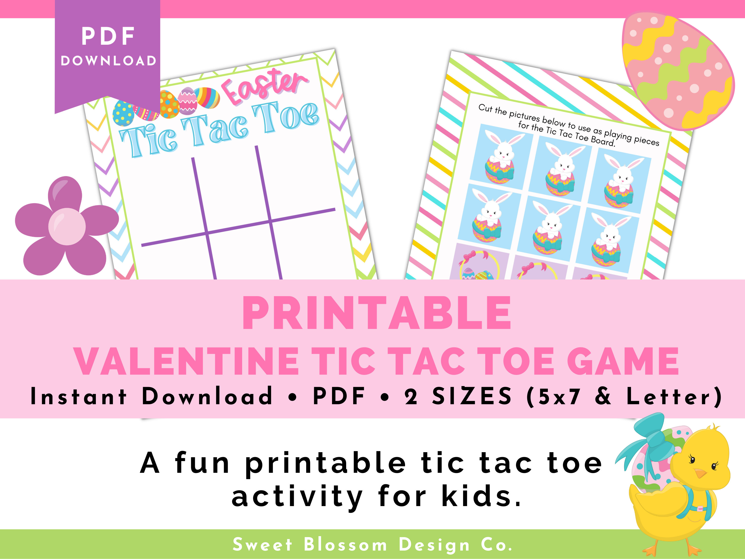 Printable Easter Tic Tac Toe Game, Printable Games for Kids, Easter ...