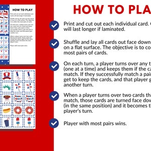 4th of July Memory Game, Printable July 4th Matching Game, Kids Memory ...