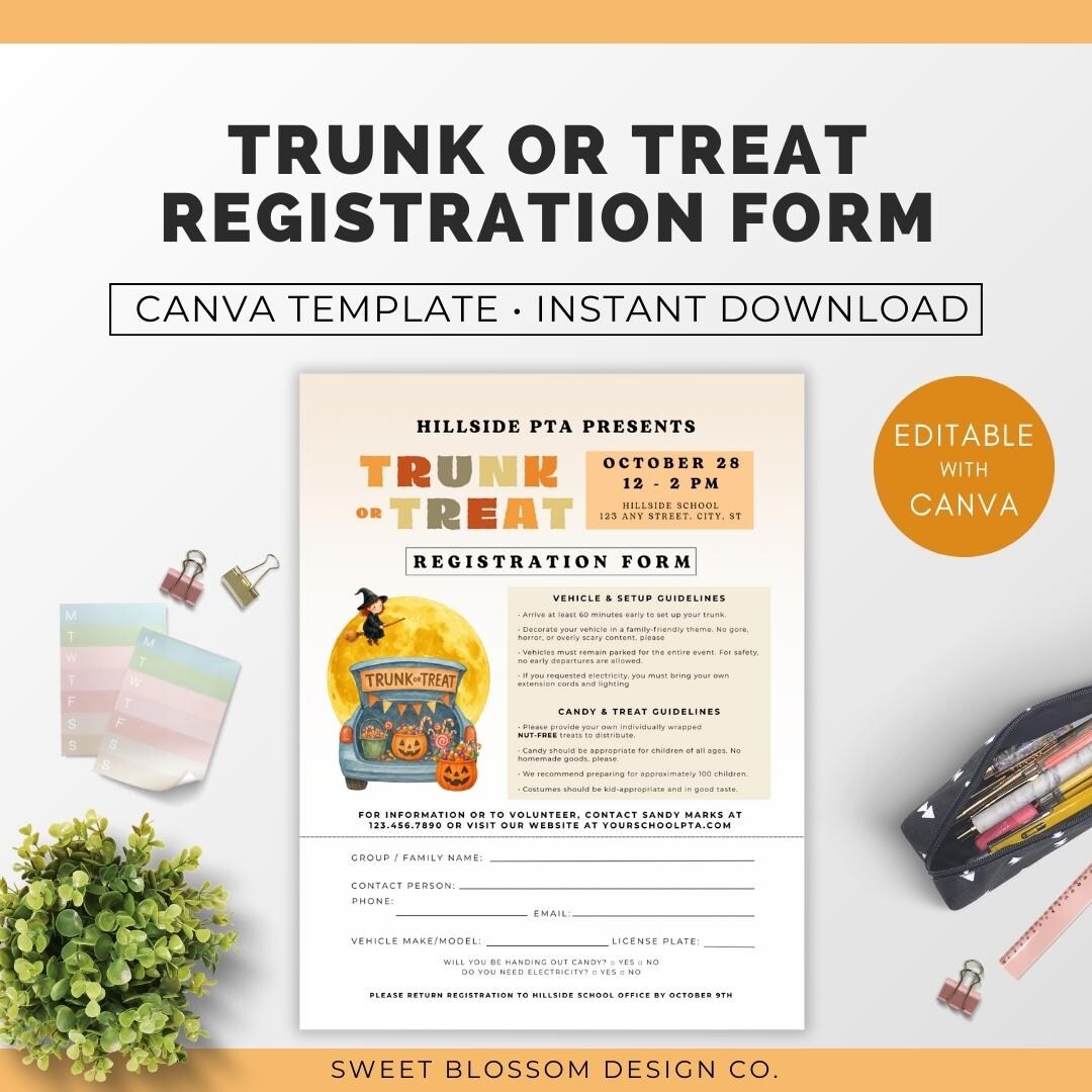 Trunk or Treat Registration Form, Trunk or Treat Sign up Sheet ...