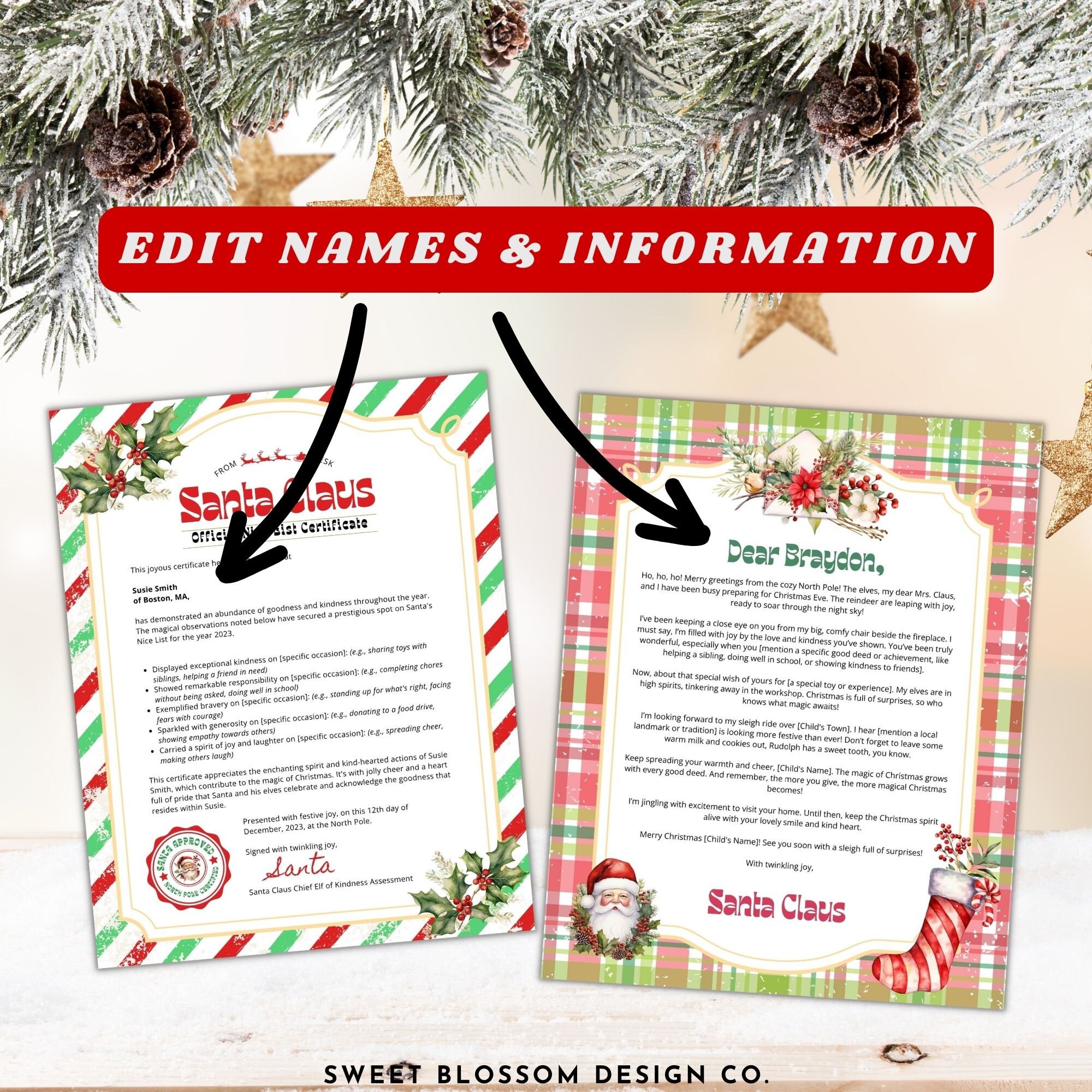 Editable Christmas Letter From Santa Claus Bundle, Nice List ...