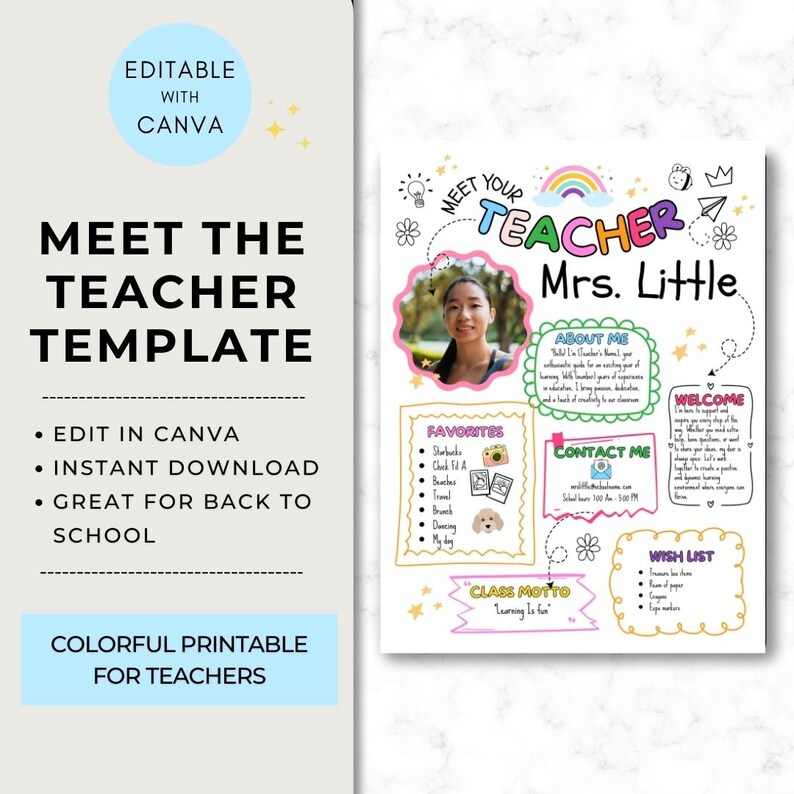 Meet the Teacher Template, Rainbow Meet the Teacher Rainbow, First Day ...