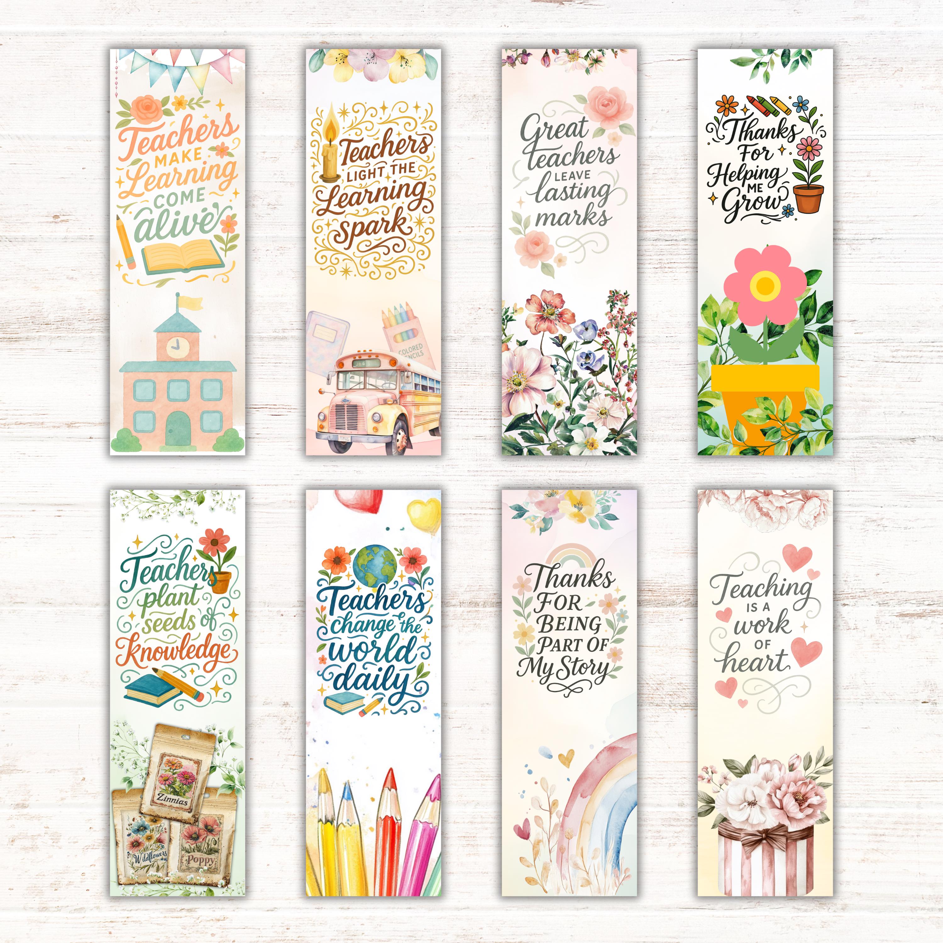 Teacher Appreciation Bookmark,thanks for Helping Me Grow Printable ...
