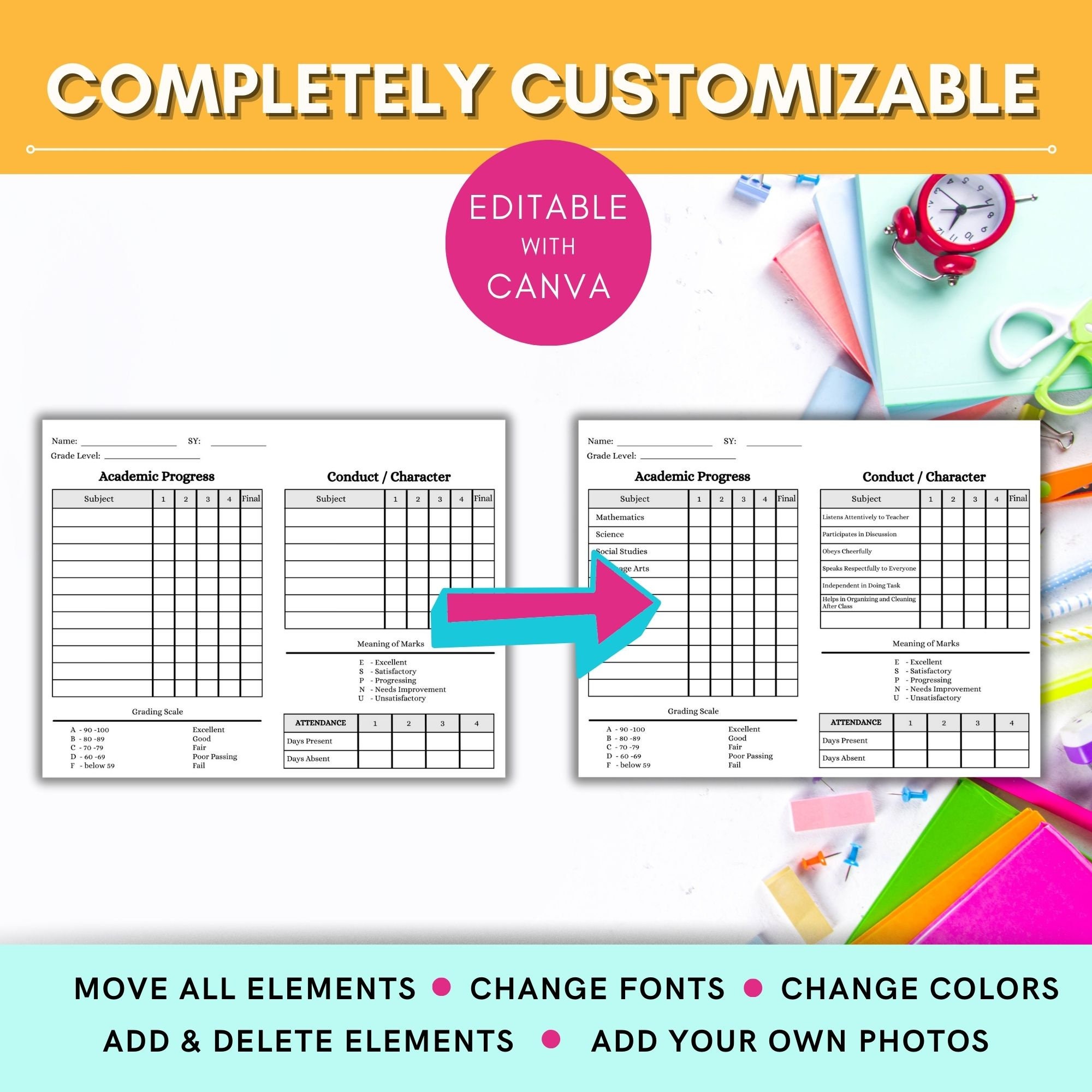 Editable Homeschool Report Card, Homeschool Progress Report, Report ...