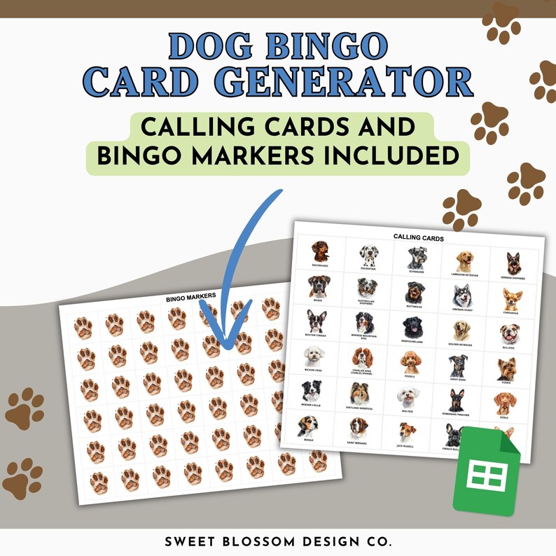 Dog Bingo Card Generator for Google Sheets, Printable Dog Bingo Cards ...