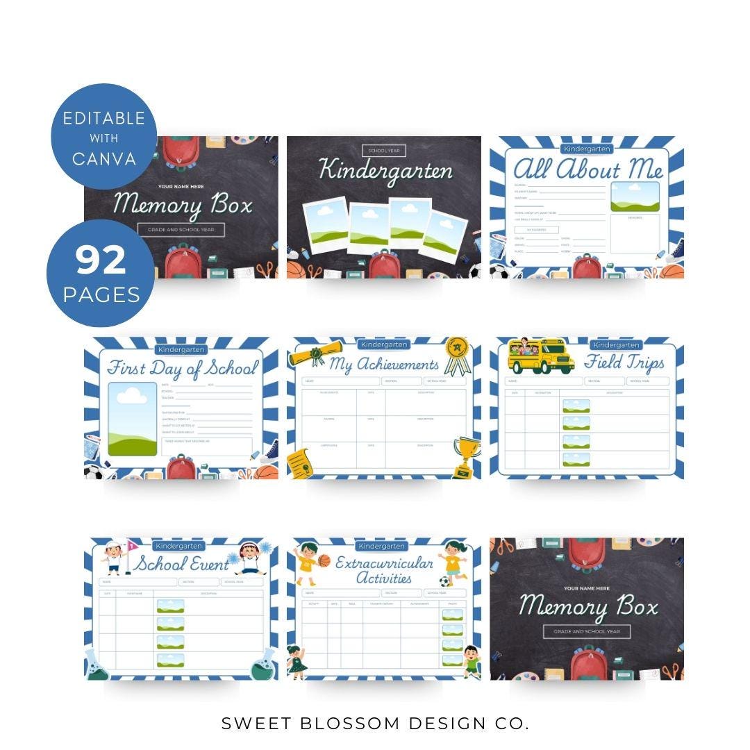 School Memory Box Printable Kit, School Memory Box Editable,get to Know ...