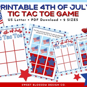 Printable 4th of July Tic Tac Toe Game, July 4th Tic Tac Toe Printable ...