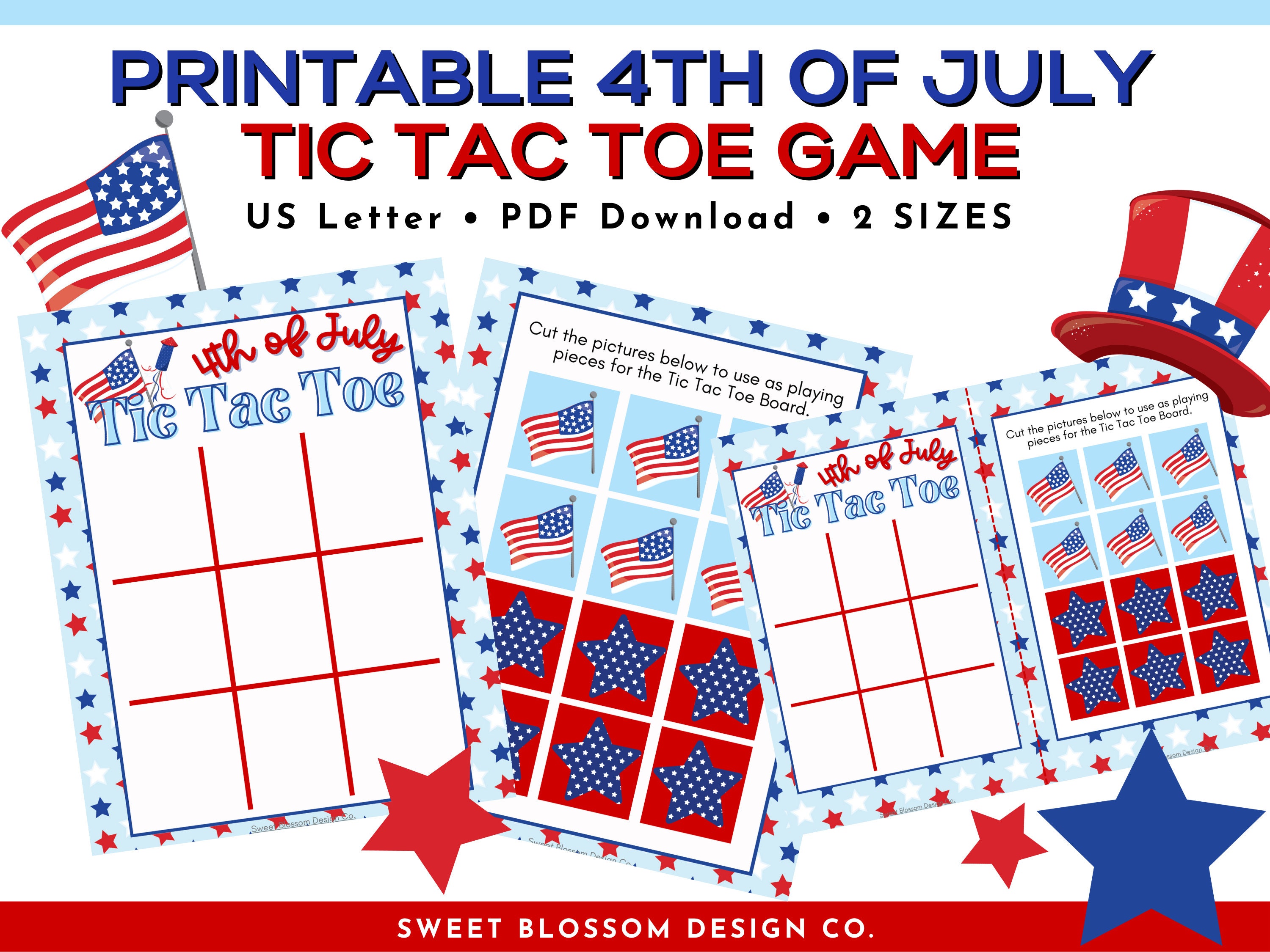 Printable 4th of July Tic Tac Toe Game, July 4th Tic Tac Toe Printable ...