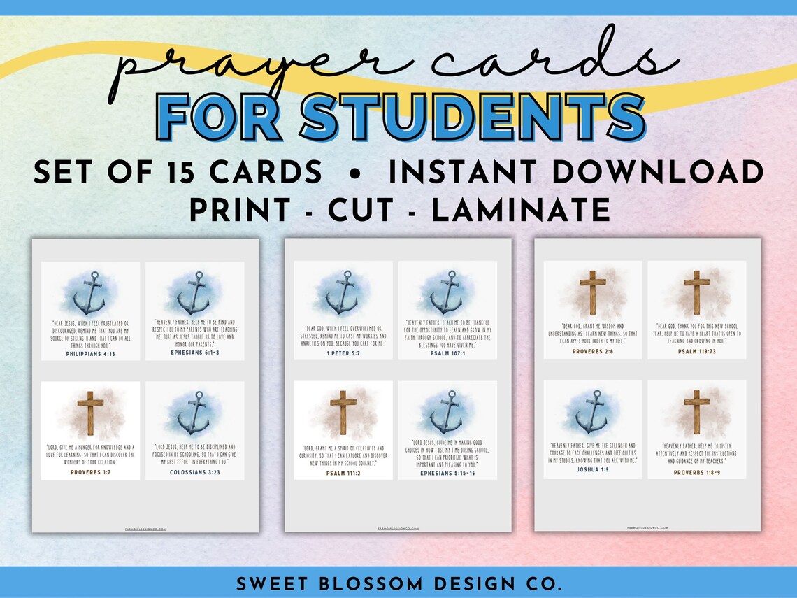 Prayer Cards for Students, Prayers for Kids, Daily Devotional for Kids ...