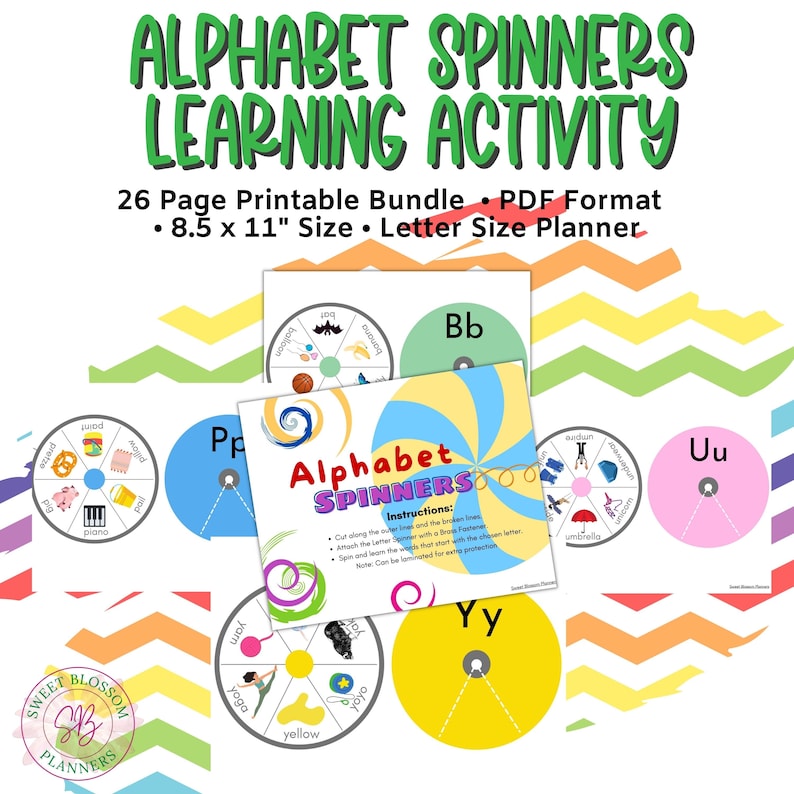 Printable Alphabet Spinners, Games for Kids, Alphabet Flashcards ...