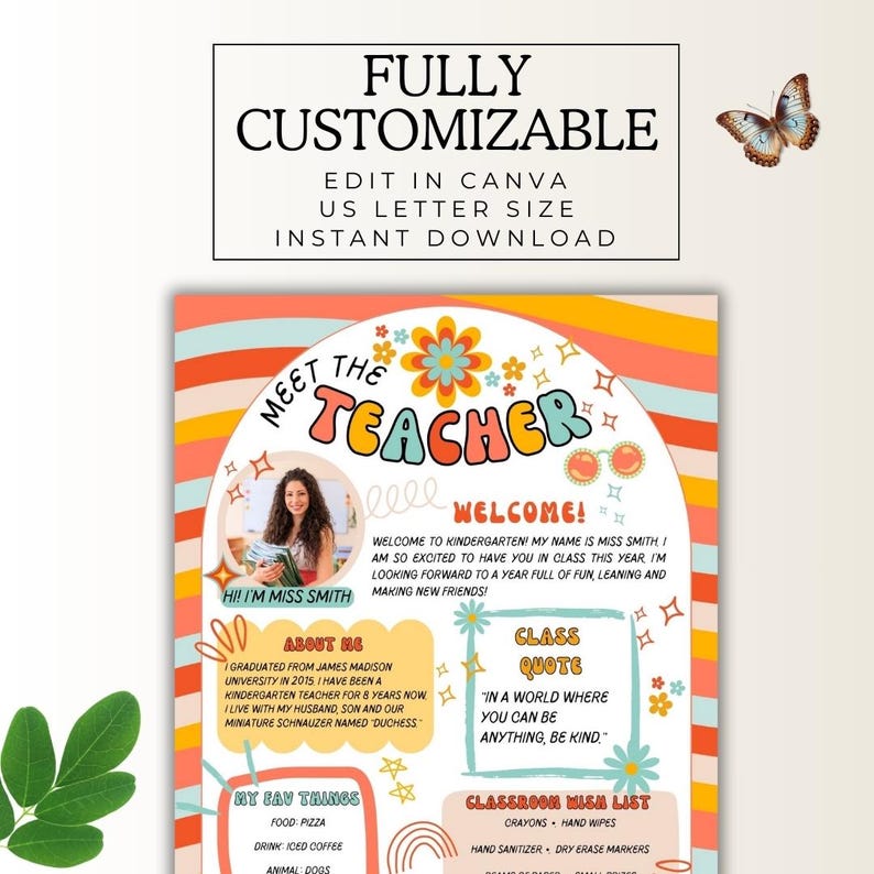Meet the Teacher Template Groovy, Meet the Teacher Rainbow, First Day ...