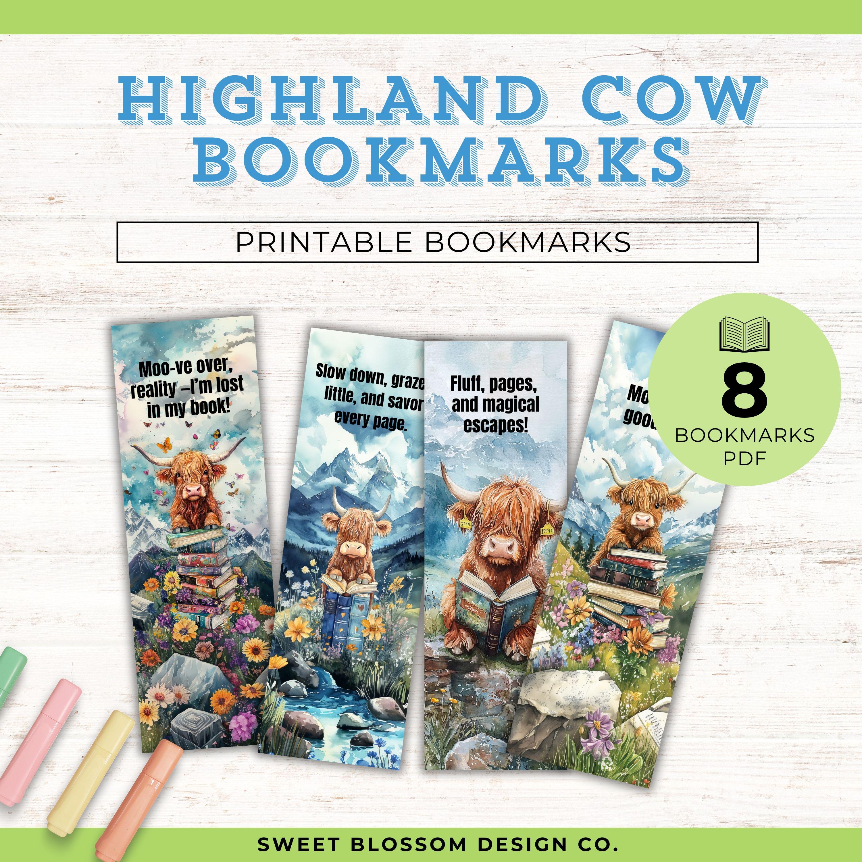 Highland Cow Printable Bookmark, Animal Farm Bookmarks, Bookmarks for ...
