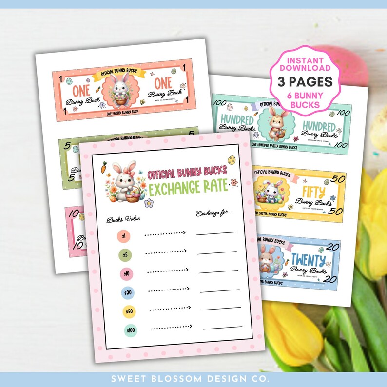 Easter Bunny Bucks Bunny Bucks Printable Kids Reward Bucks Printable ...