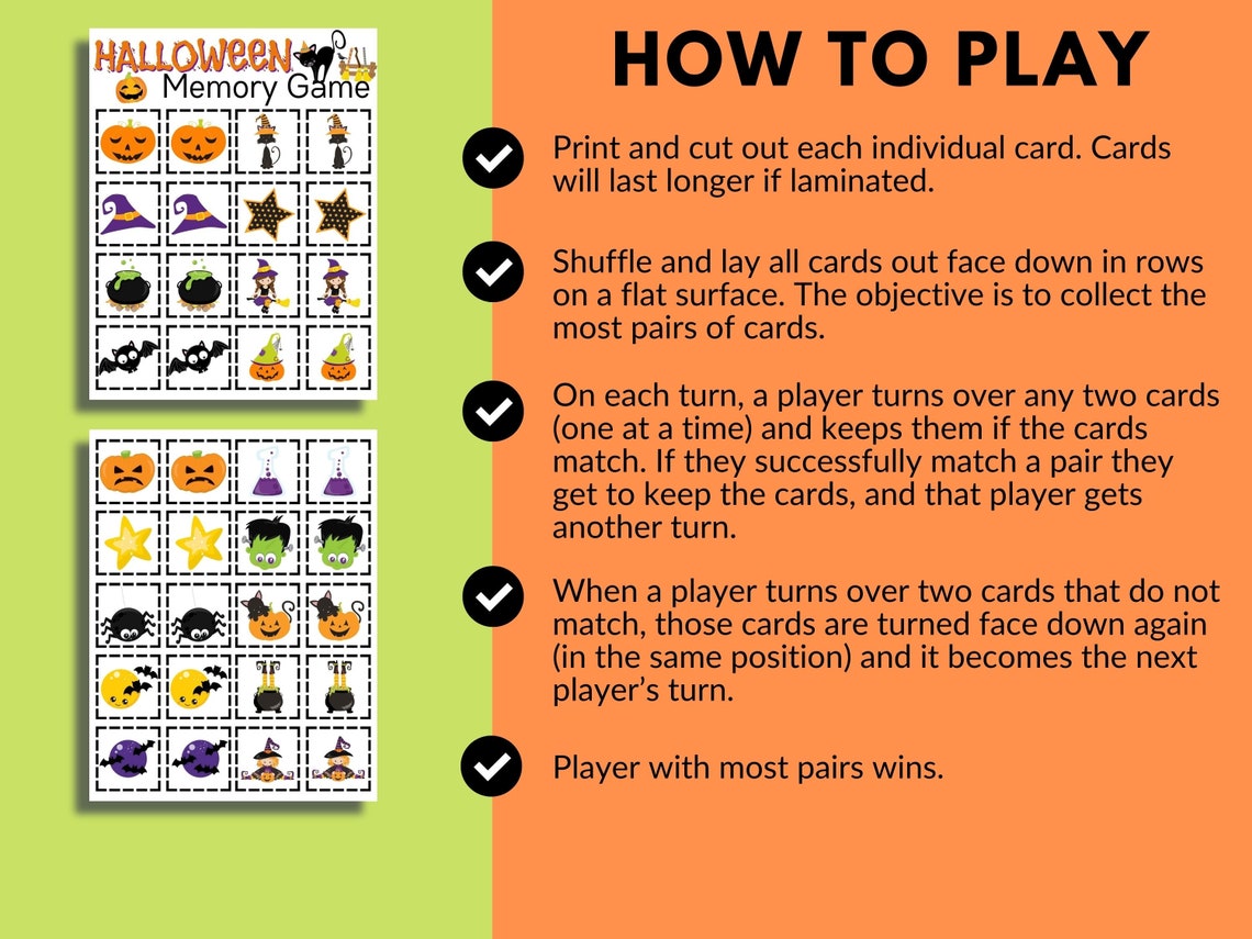 Halloween Memory Game Printable Halloween Matching Game Fall | Etsy