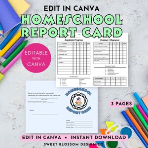 Editable Homeschool Report Card, Homeschool Progress Report, Report ...