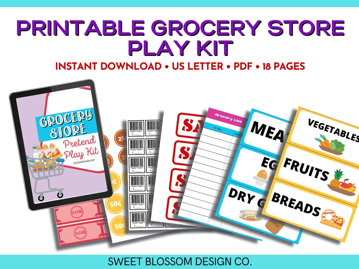 Grocery Store Play Kit Pretend Play Grocery Play Set - Etsy