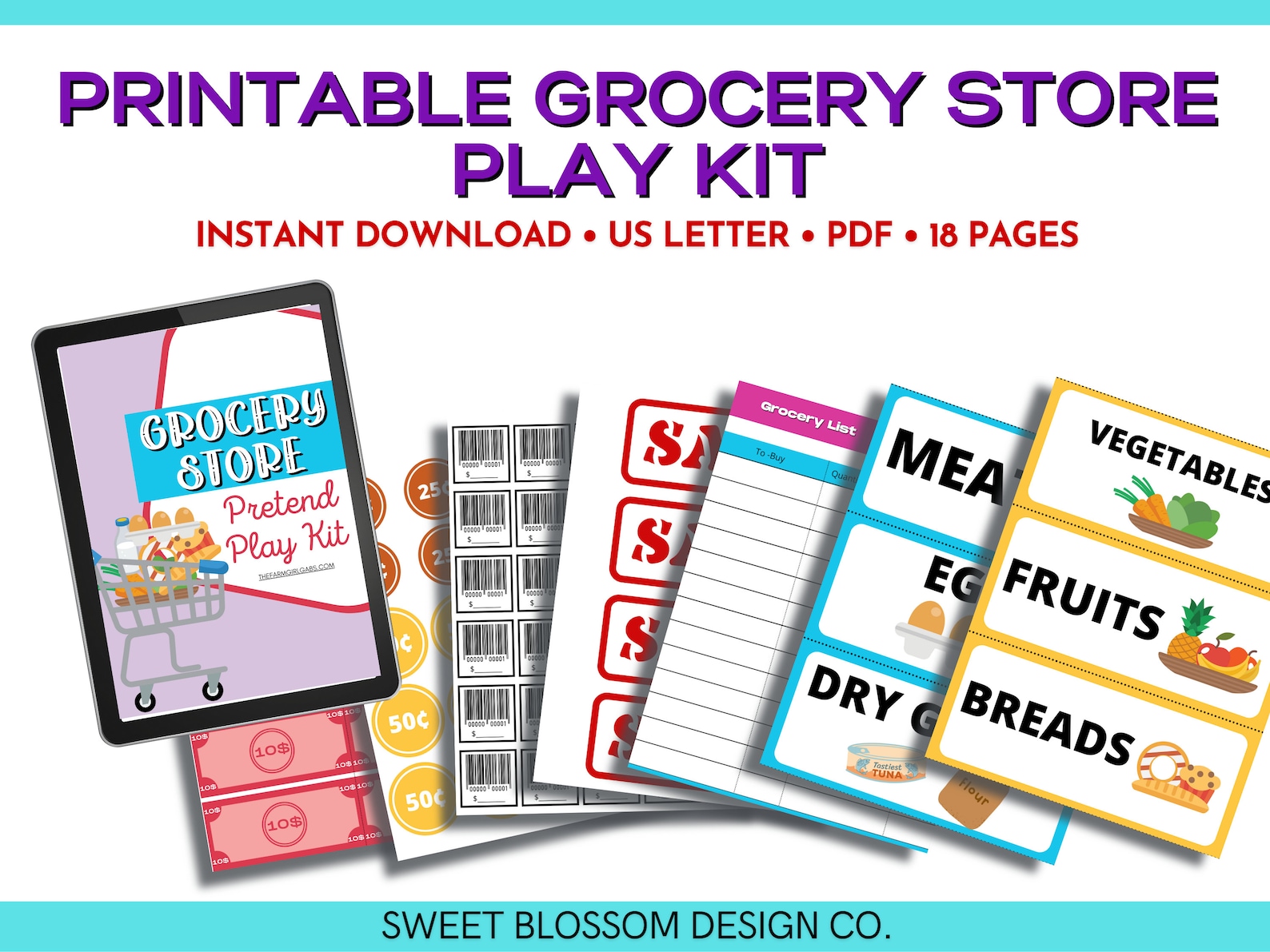 Grocery Store Play Kit, Pretend Play Grocery Play Set, Dramatic Play ...