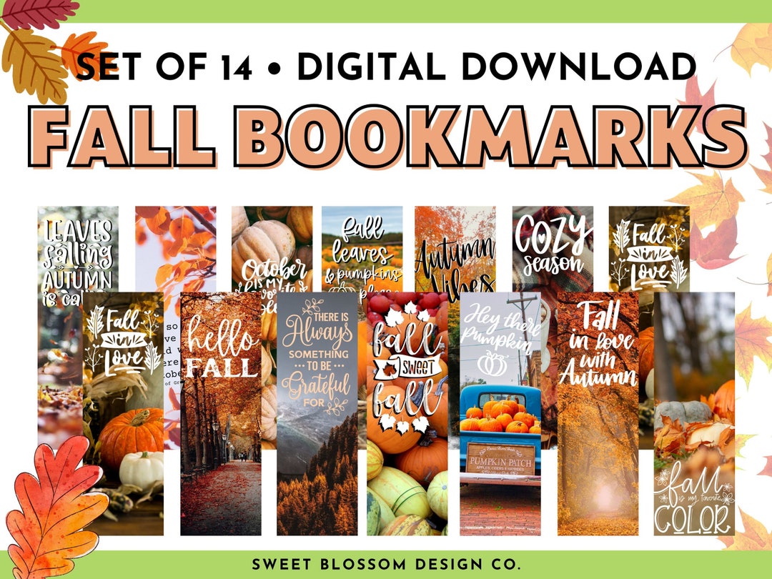 Printable Fall Bookmarks, Fall Printable, Fall Bookmark Set, Autumn ...