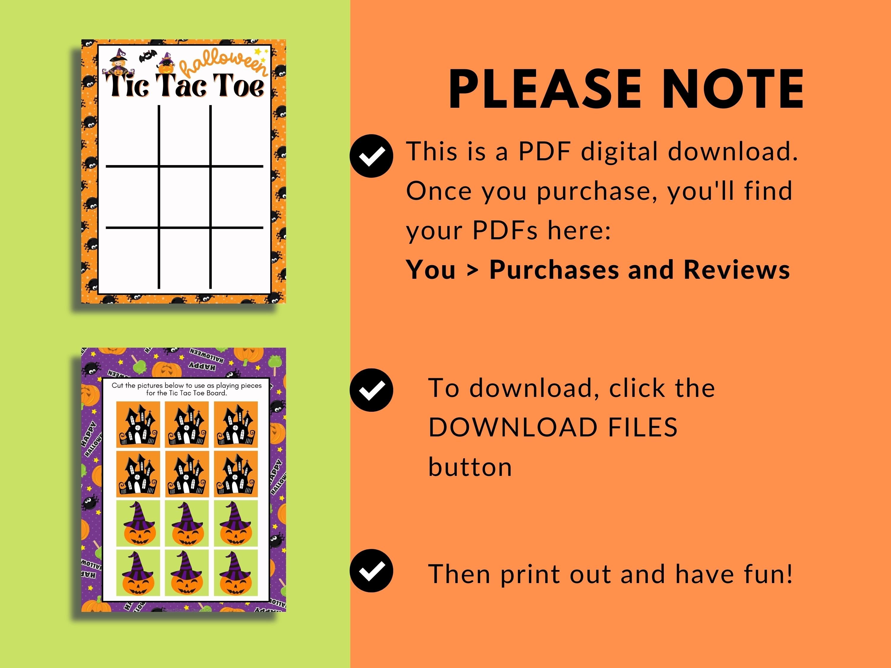 Printable Halloween Tic Tac Toe Game, Fall Printable Games for Kids ...