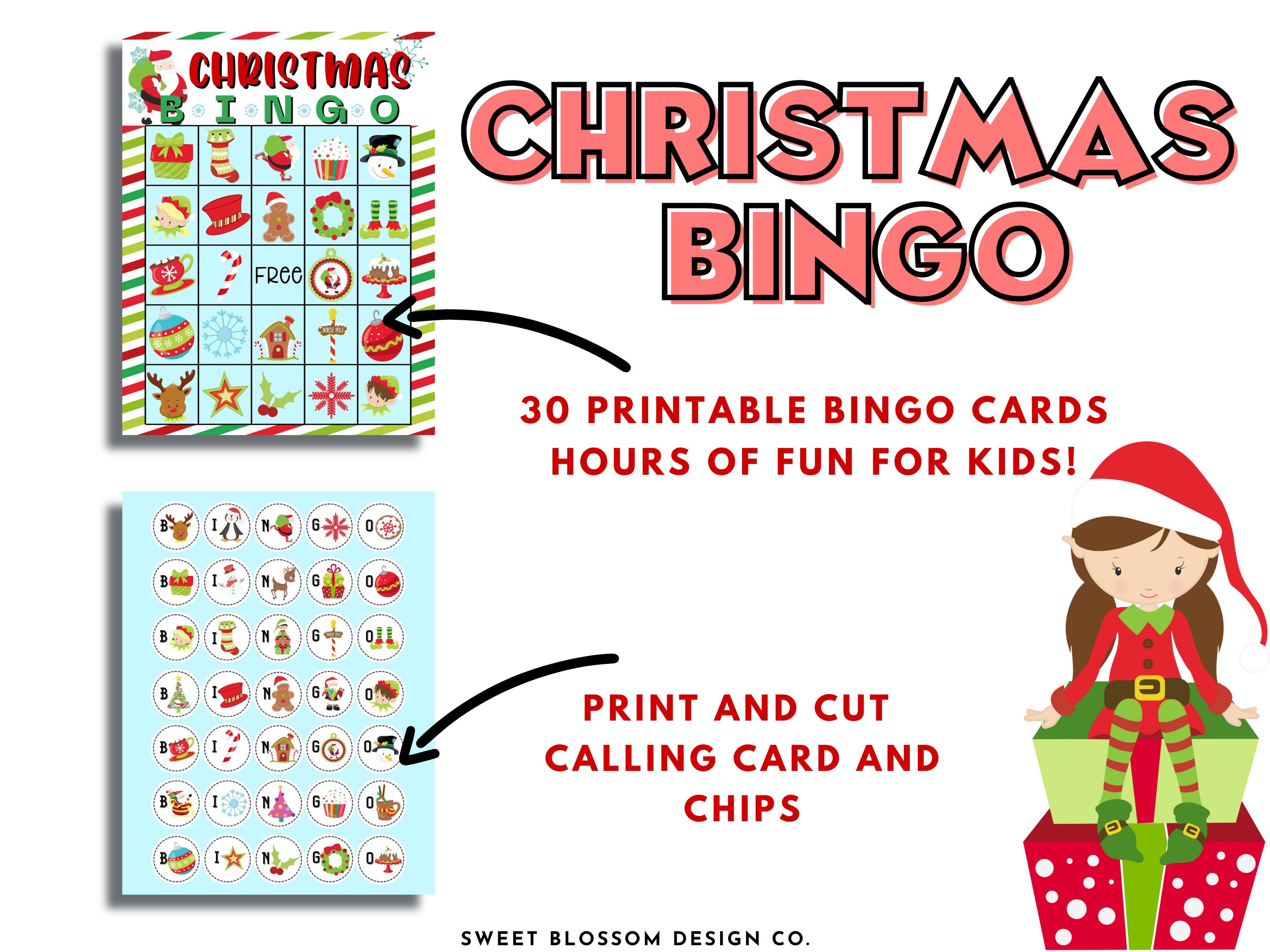 Christmas Bingo, Printable Games for Kids, Christmas Games, Printable ...