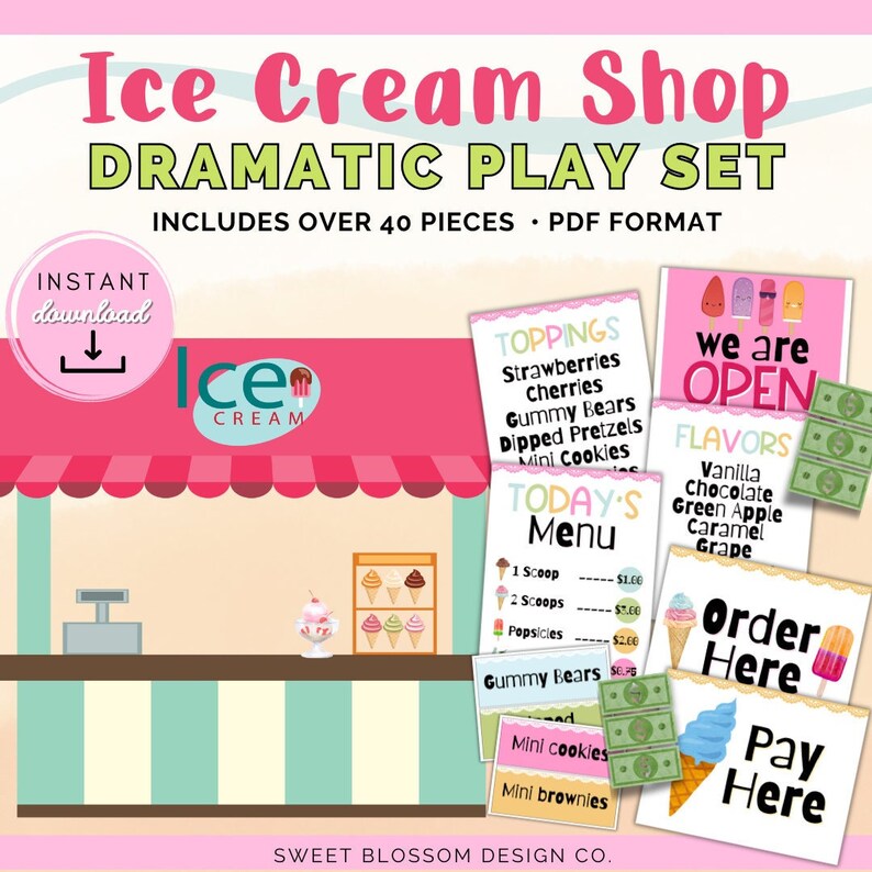 Ice Cream Shop Dramatic Play, Dramatic Play Daycare Printables ...