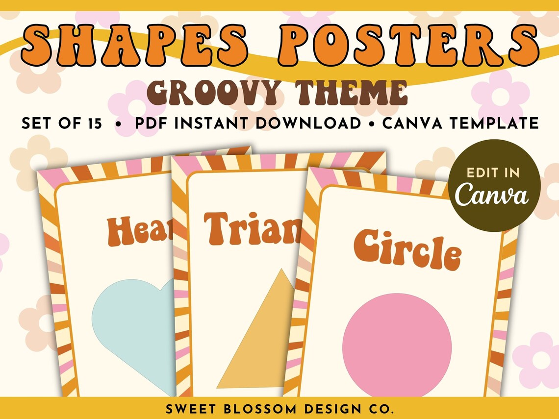 Groovy Shape Posters, BOHO Classroom Decor, Retro Shape Posters ...