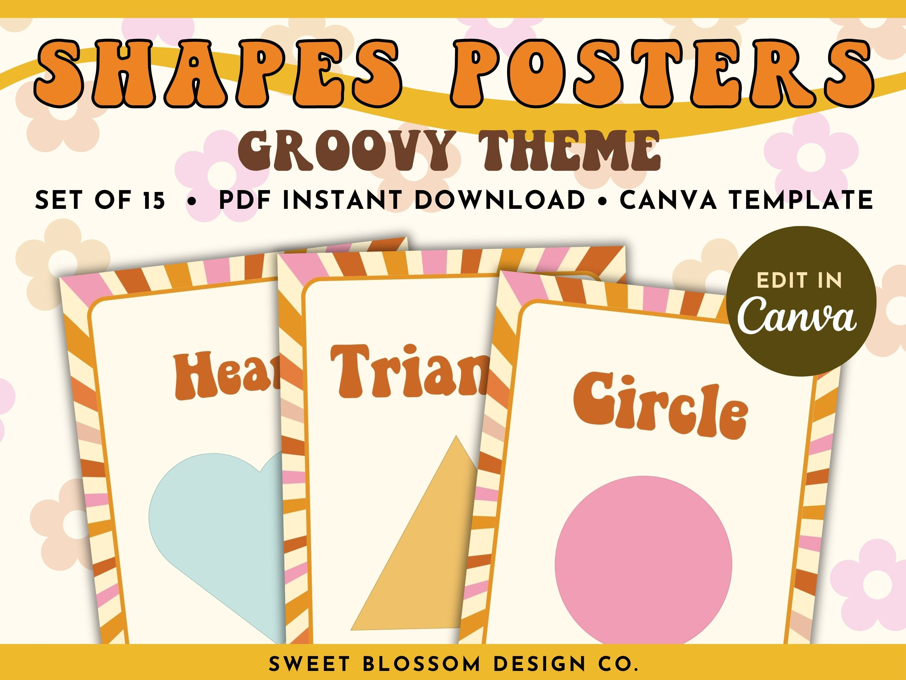 Groovy Shape Posters, BOHO Classroom Decor, Retro Shape Posters ...