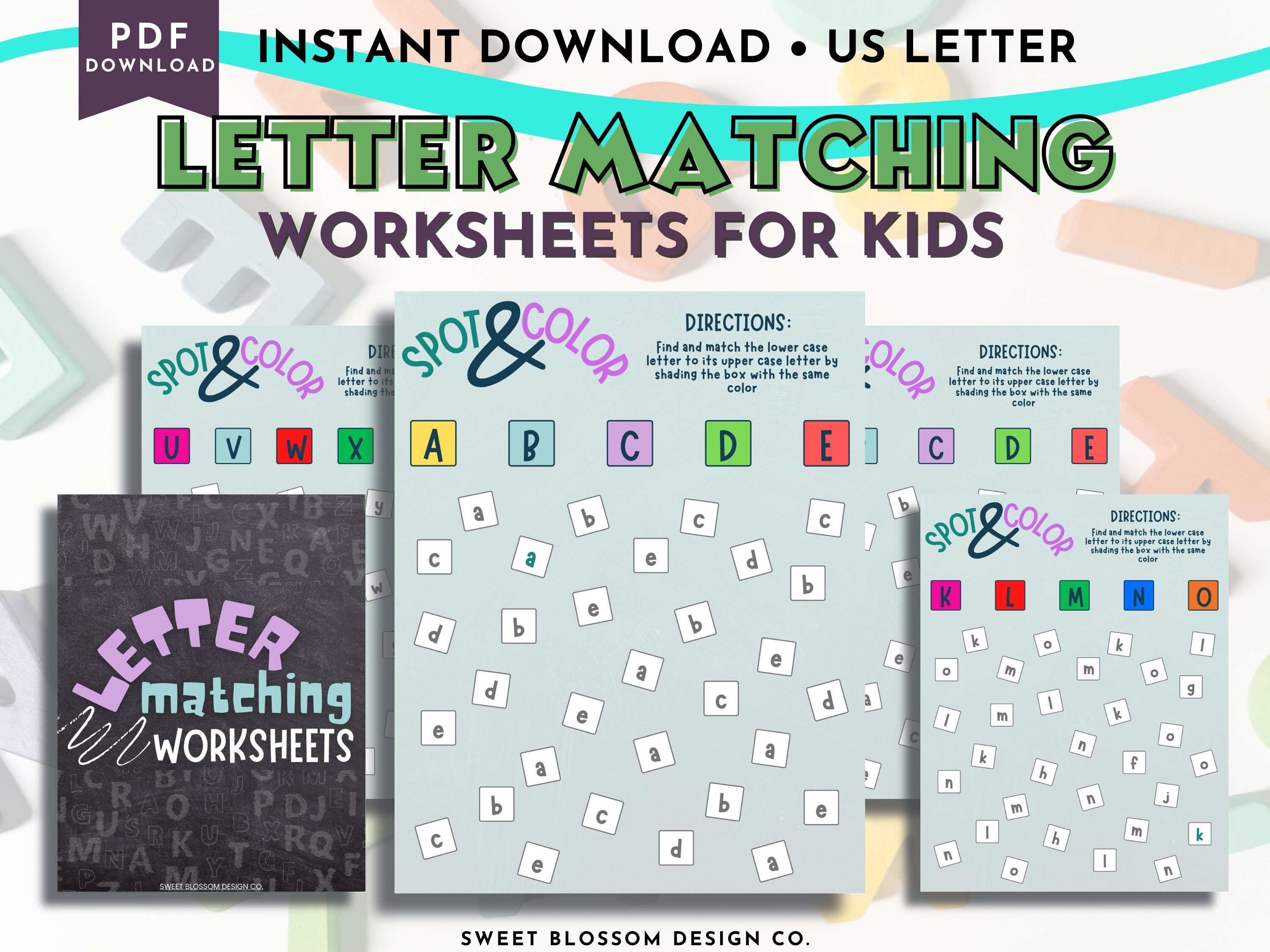 Letter Matching Worksheets, Preschool Activity, ABC Matching, Beginning ...