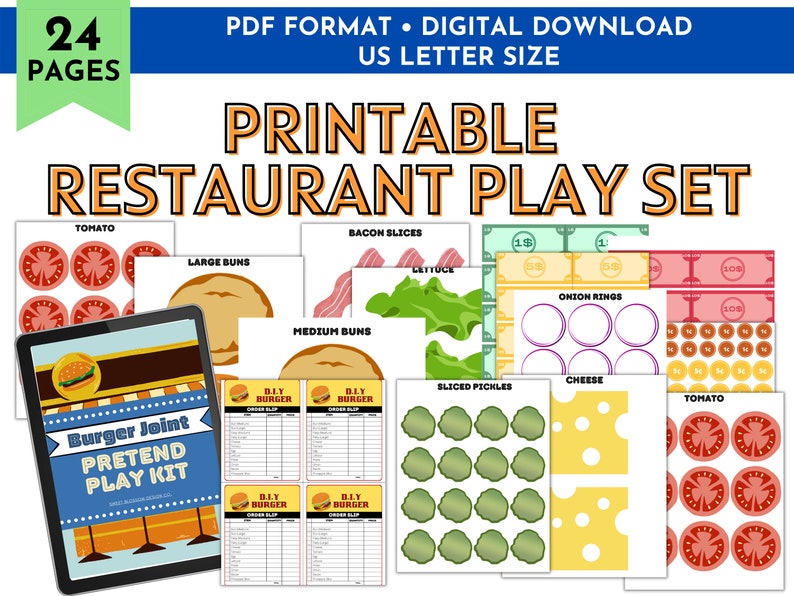 Pretend Play Restaurant Printable, Dramatic Play Restaurant, Restaurant ...