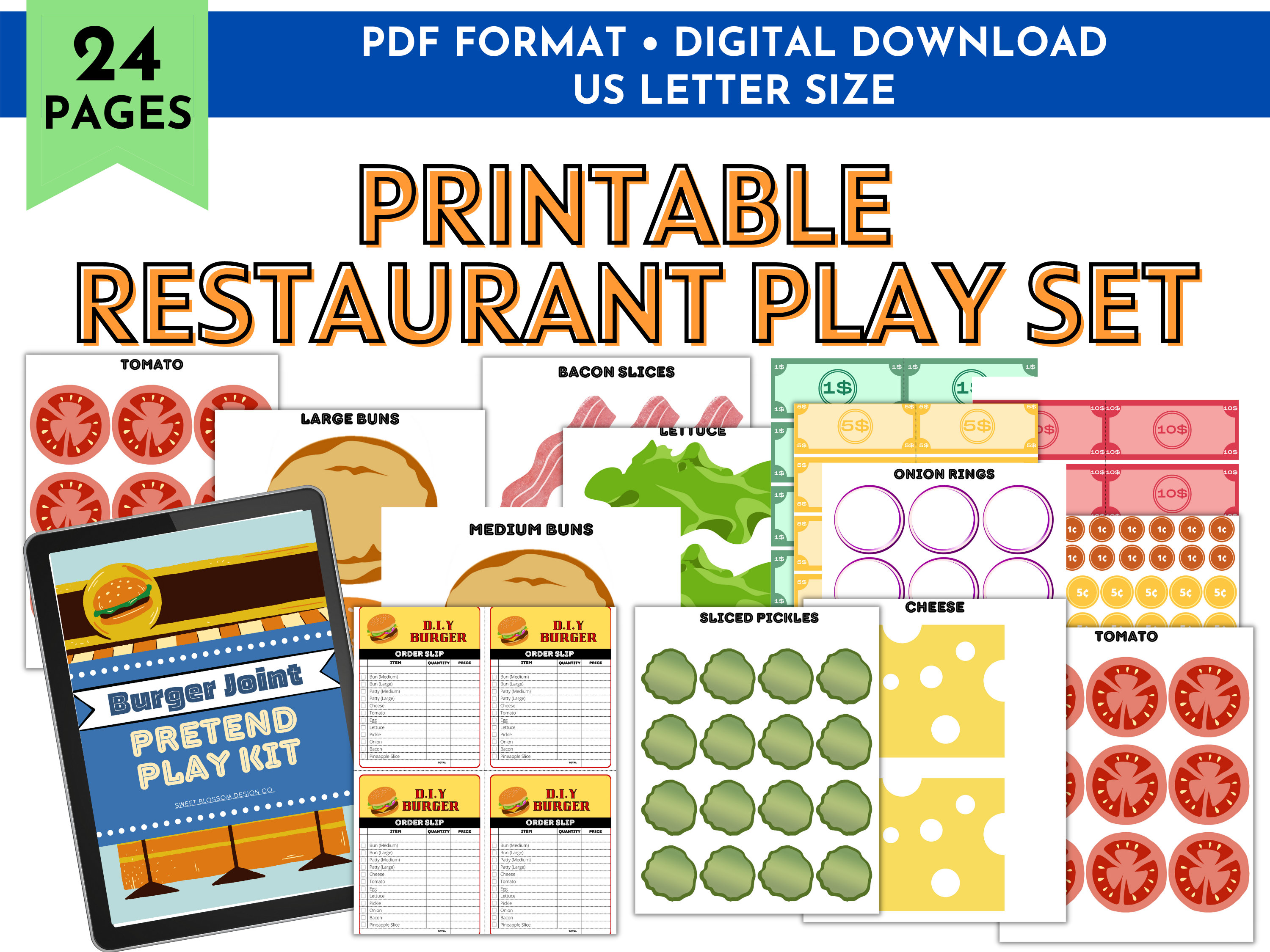 Pretend Play Restaurant Printable, Preschool Homeschool Activity for ...
